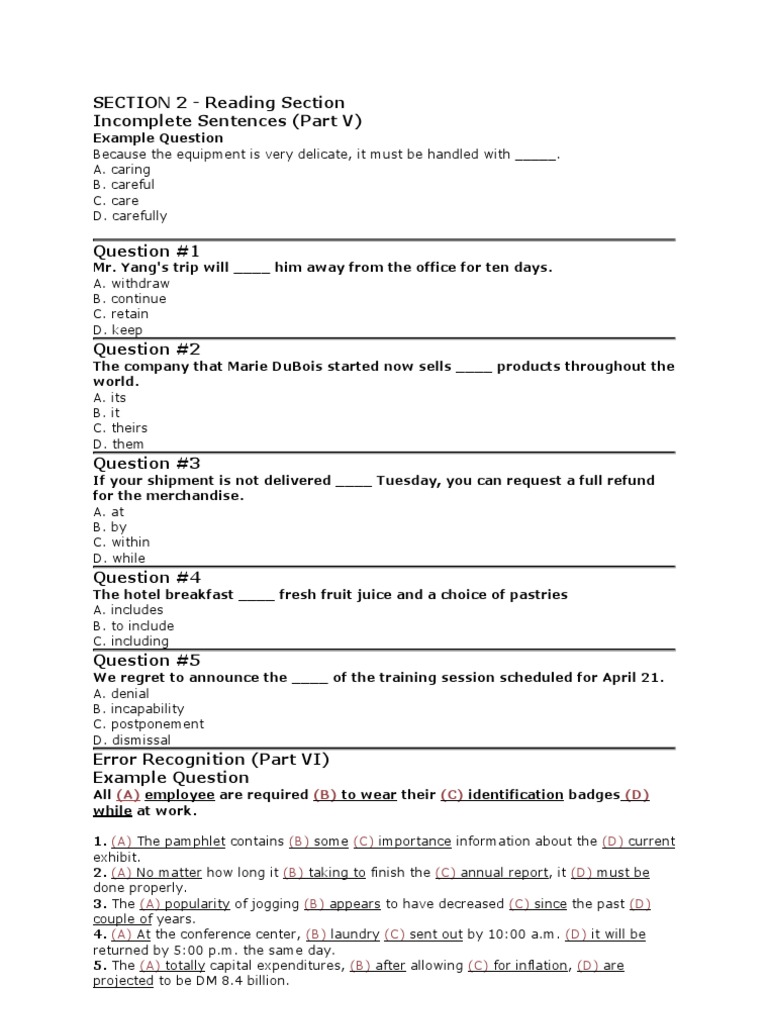 TOEIC Practice Questions | Download Free PDF | Employment | Government