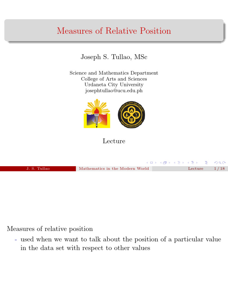 Measures of Relative Position 2023 2024 | PDF