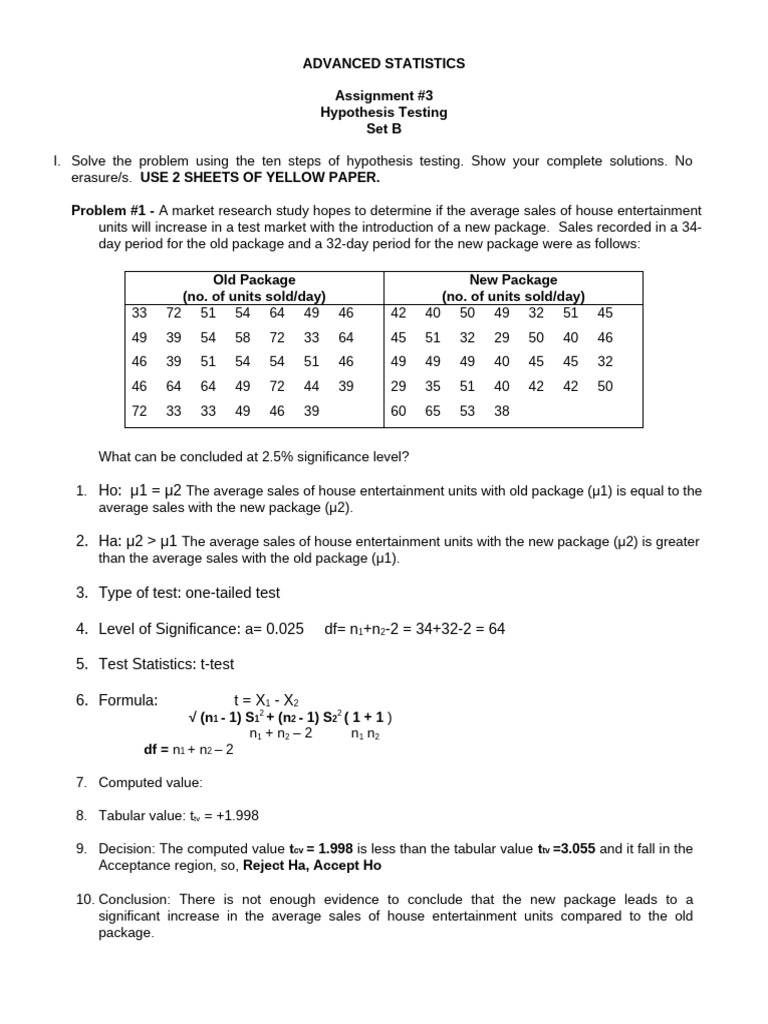 Adv-Stat-Assignmernt-2-Problem-Set-B | PDF