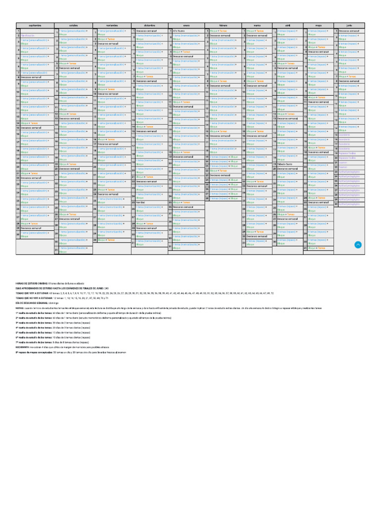 Agenda de Estudio 2024-2025 - Modelo 8 Horas | PDF