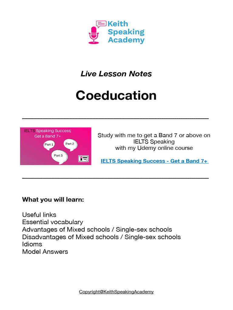 Co-Education - Lesson Notes | PDF