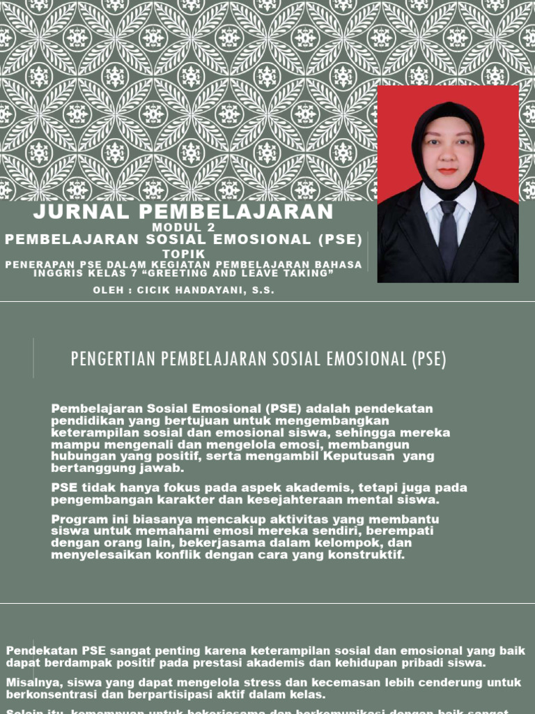 Modul 2 Jurnal Pembelajaran Pembelajaran Sosial Emosional Pse Pdf