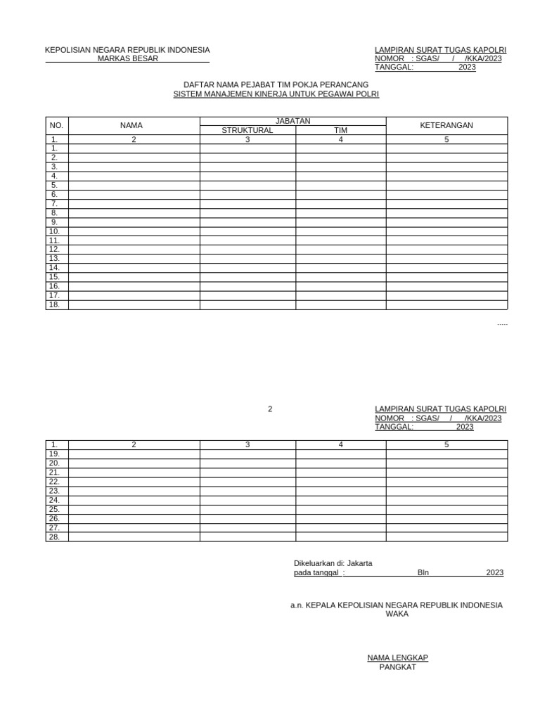J. Lampiran Surat Tugas Kolektif Landscape OK | PDF
