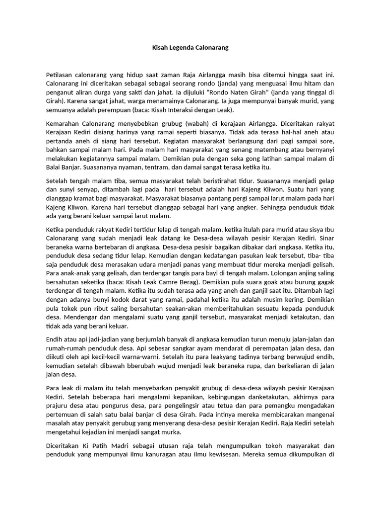 Legenda Calon Arang | PDF