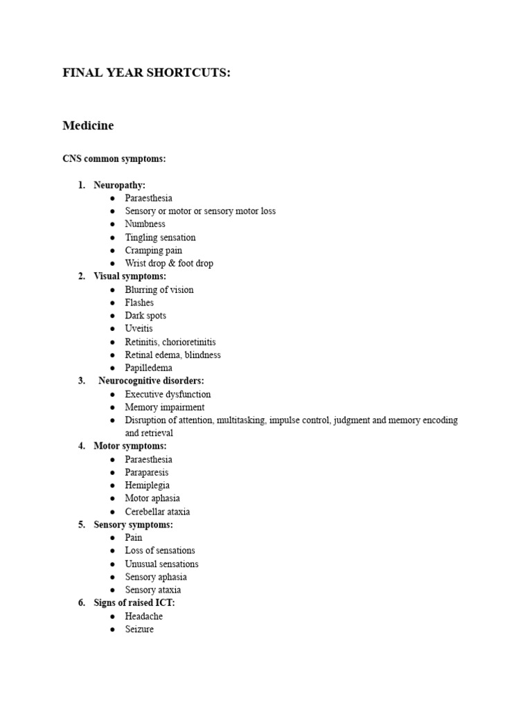 Final Year Shortcuts | PDF