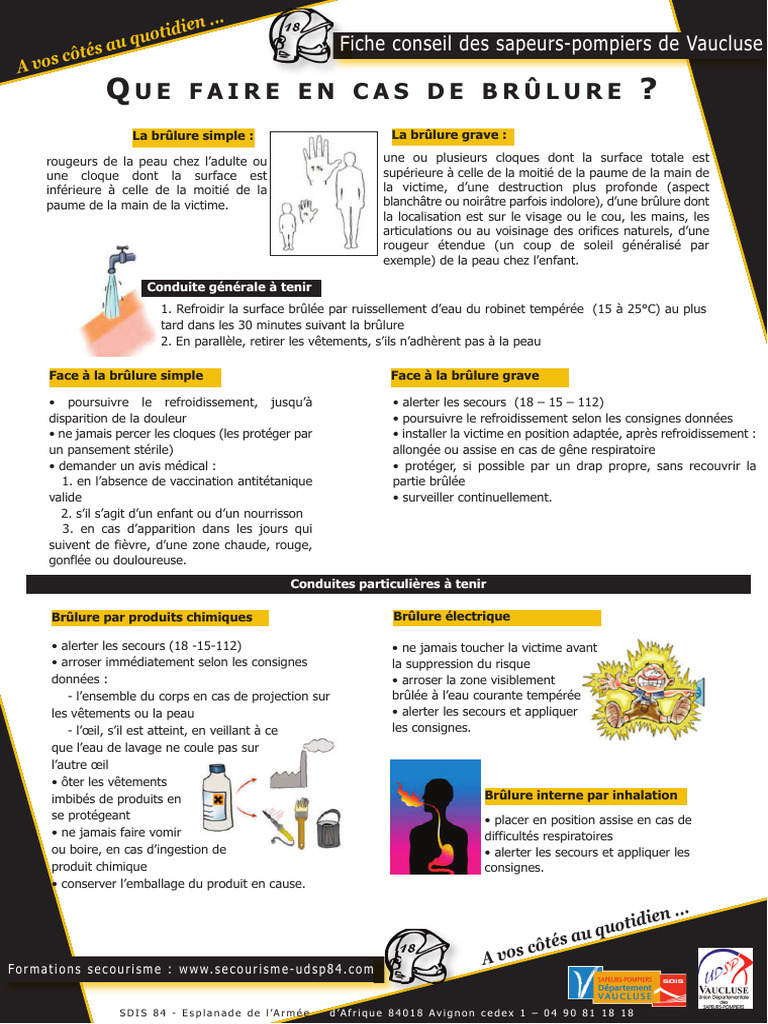 Conduite à tenir en cas de brûlure | PDF | Brûlure | Épidémiologie