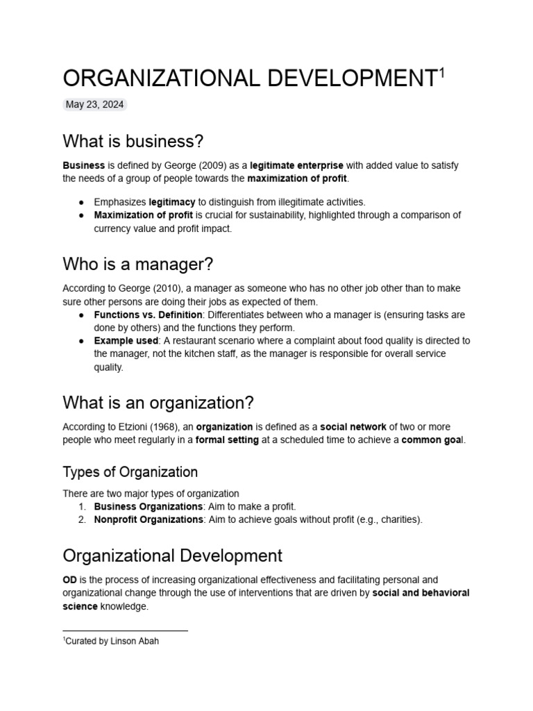 ORGANIZATIONAL DEVELOPMENT NOTE | PDF