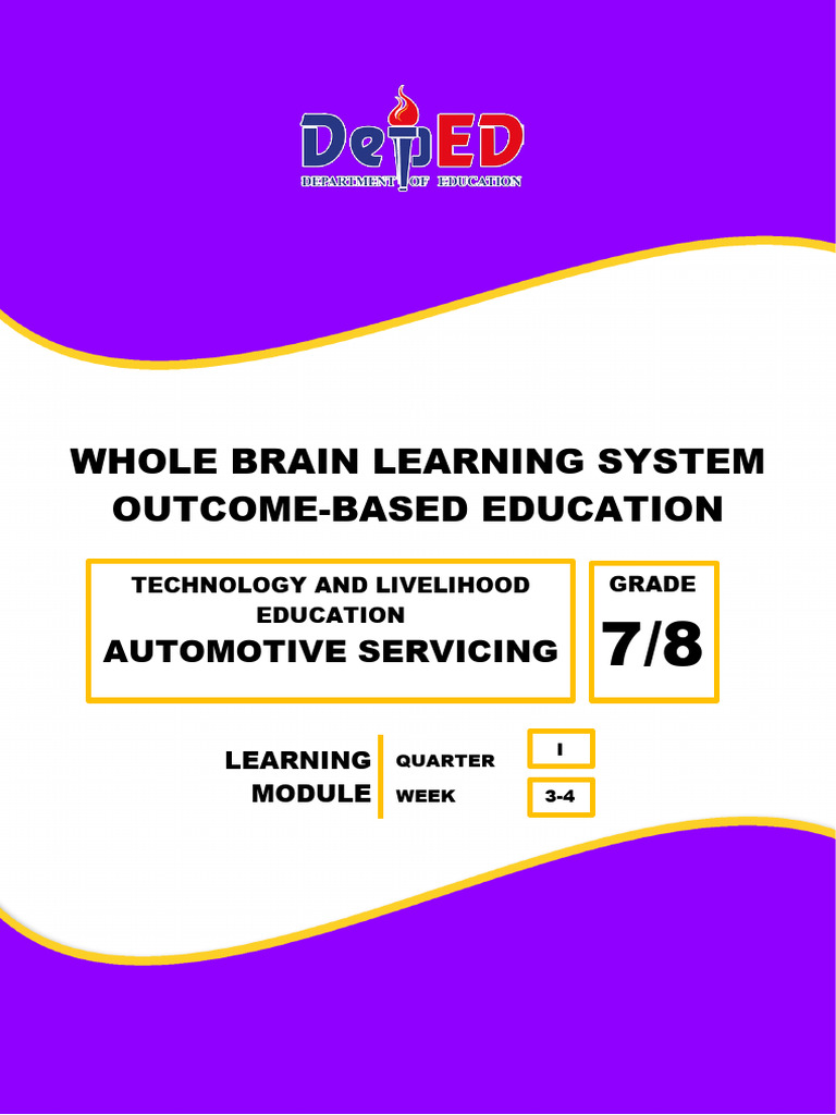 Grade 7-8 Automotive Servicing Tle q1wk3-4 | PDF