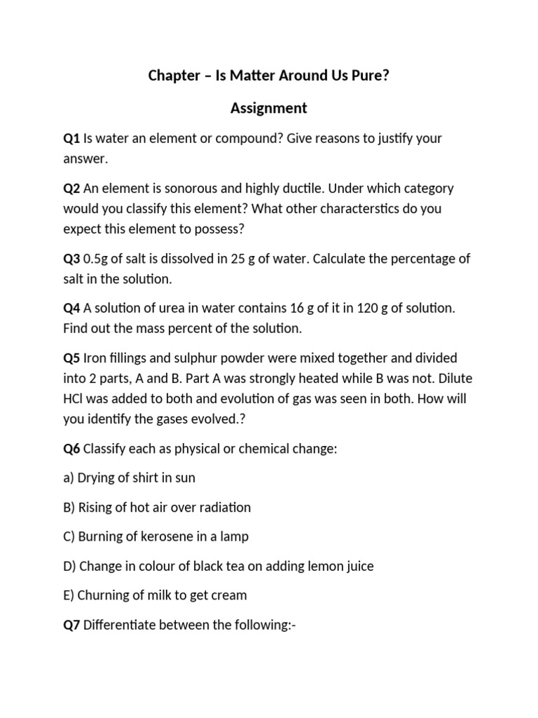 Chapter - 2 Class - IX Assignment | PDF