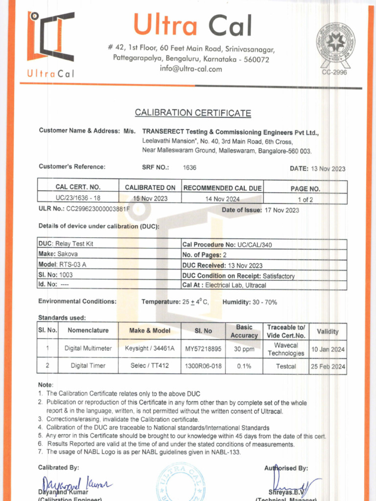 Single Phase Relay Test Kit - 1003 | PDF