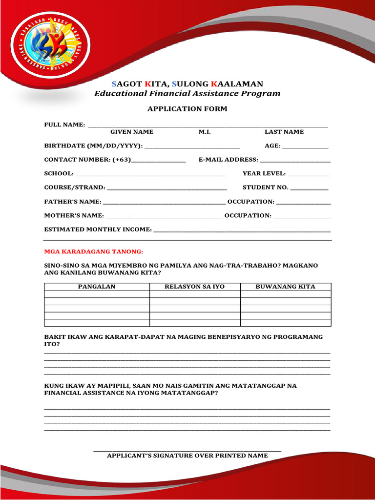 Sagot Kita Sulong Kaalaman Educational Financial Assistance Program ...