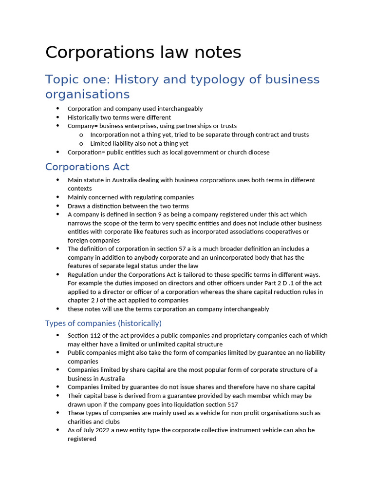 Corporations Law Notes | PDF