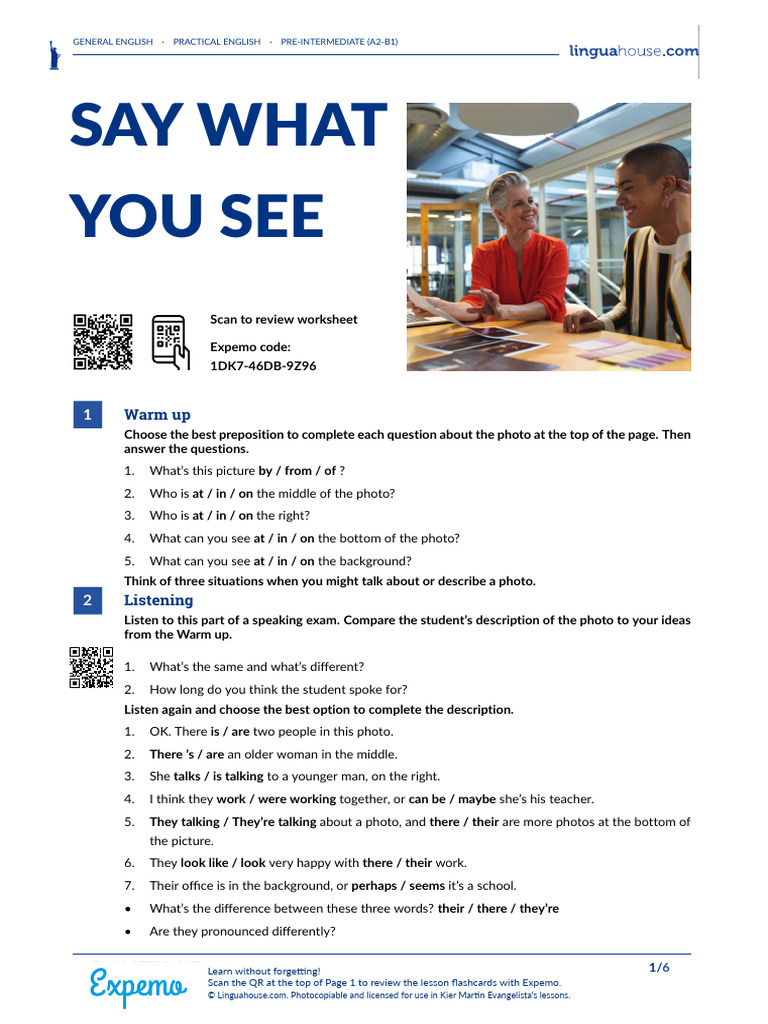 Say What You See American English Teacher | PDF