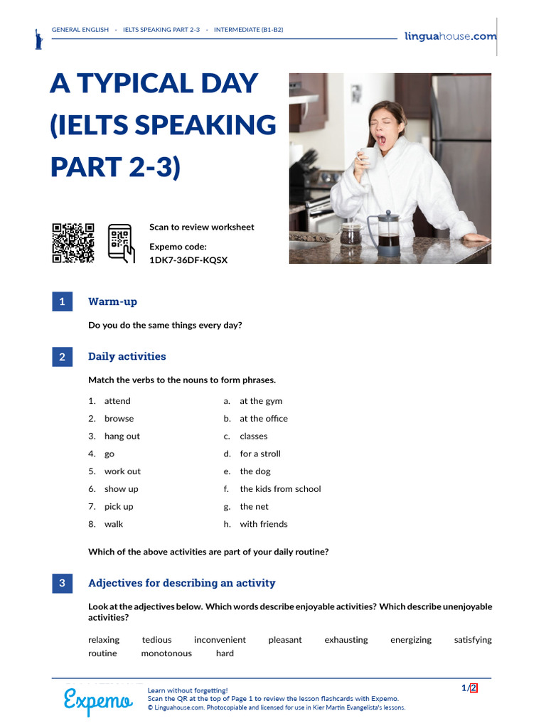 A Typical Day Ielts Speaking Part 2 3 American English Student | PDF