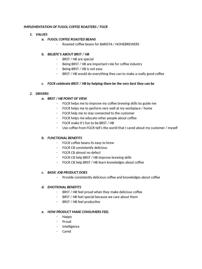 Implementation of Fugol Coffee Roasters | PDF