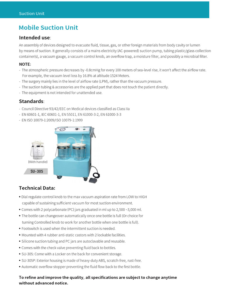 Suction SU 305 | PDF