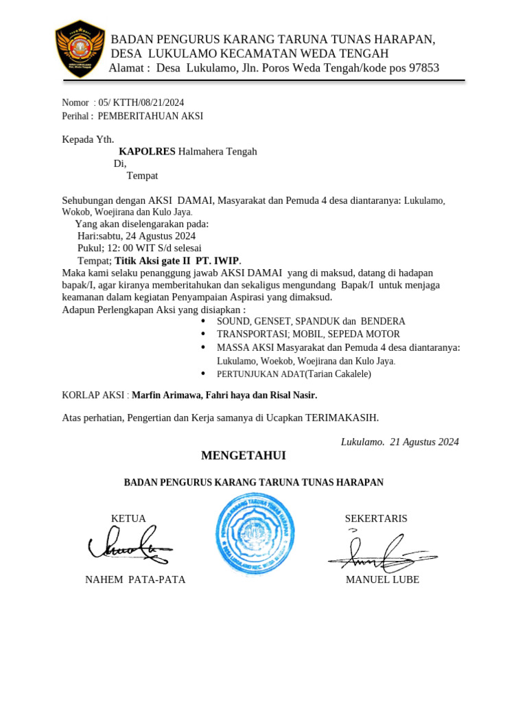 Surat Pemberitahuan Aksi Ke-Polres | PDF