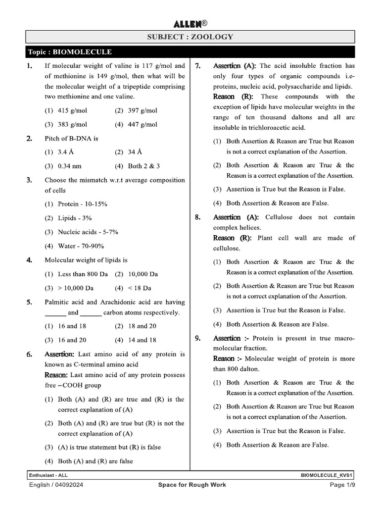 SC Biomolecule WS | PDF
