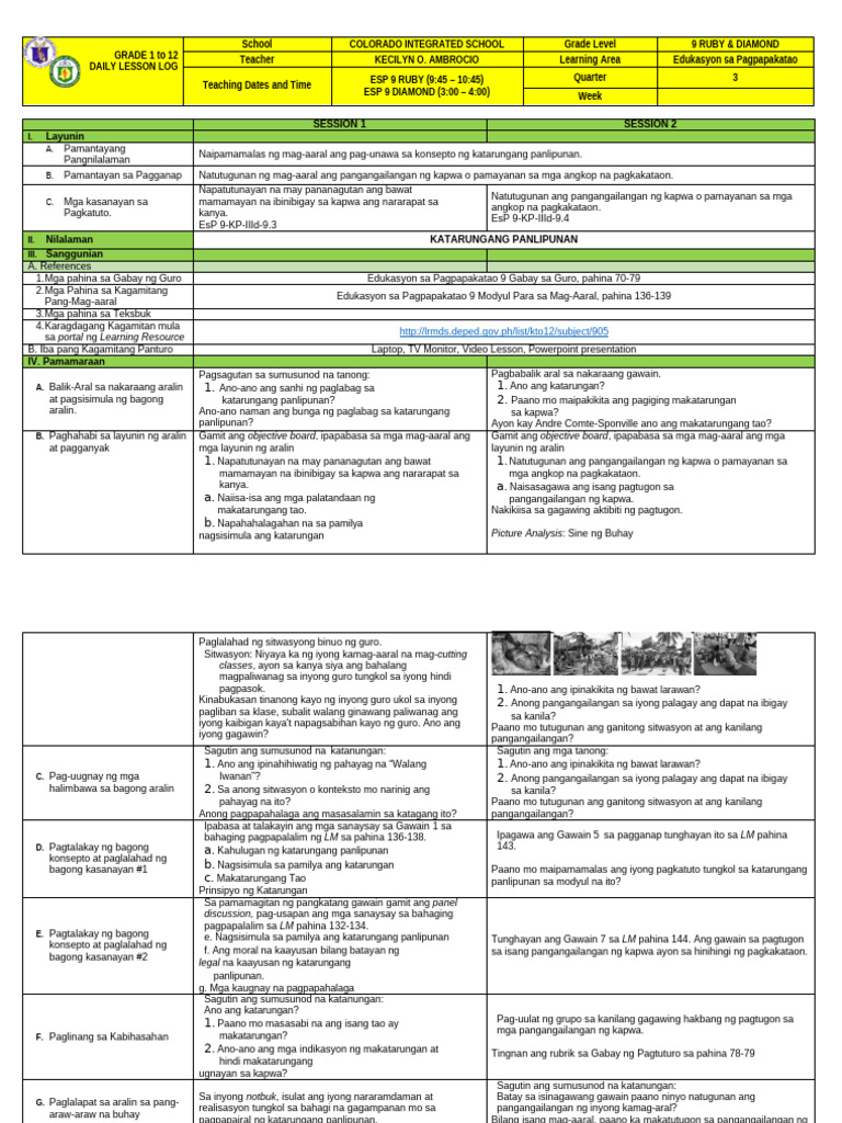 DLL ESP 9 - Q3 W2 WV | PDF