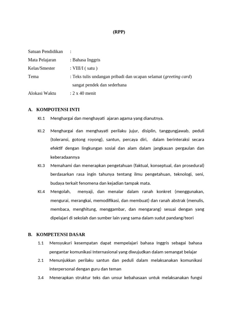 RPP Sinta | PDF