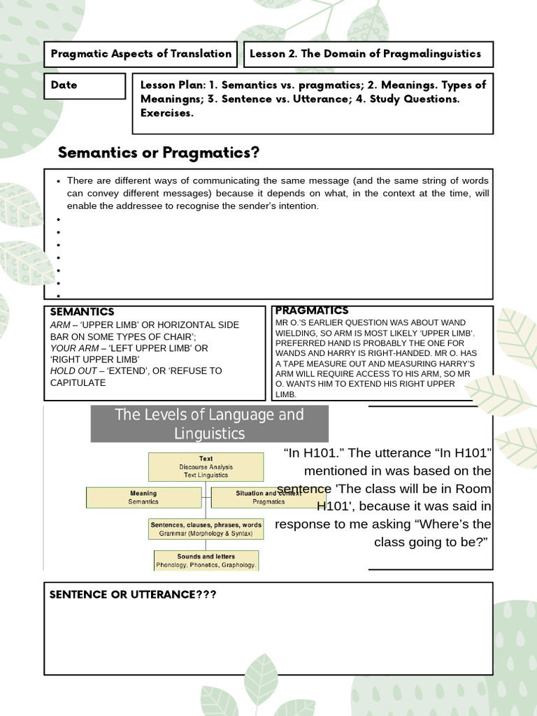 Semantics and Pragmatics | PDF