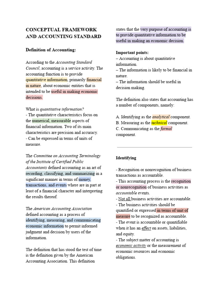 Conceptual Framework and Accounting Standard Reviewer Chapter 1 | PDF
