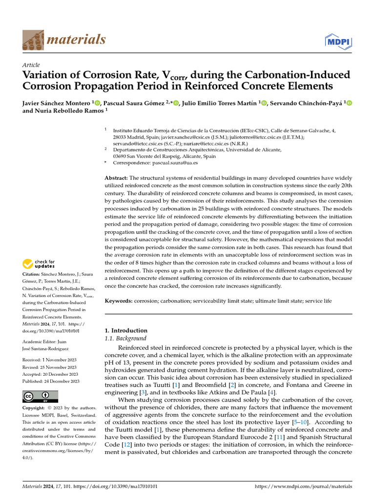 Variation of Corrosion Rate, Vcorr, During The Carbonation-InducedCorrosion Propagation Period ...