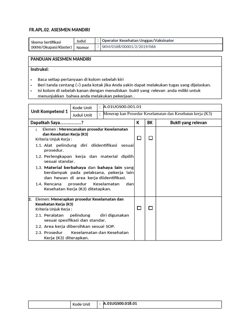 FR - Apl 02. Asesmen Mandiri | PDF | Sains & Matematika