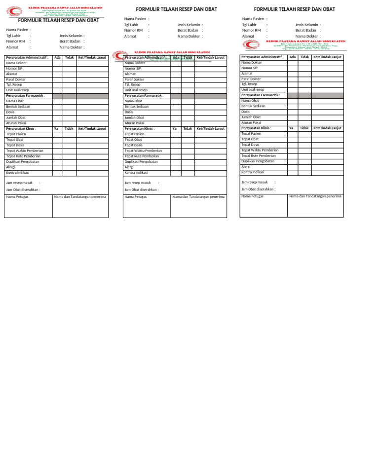 Formulir Telaah Resep | PDF