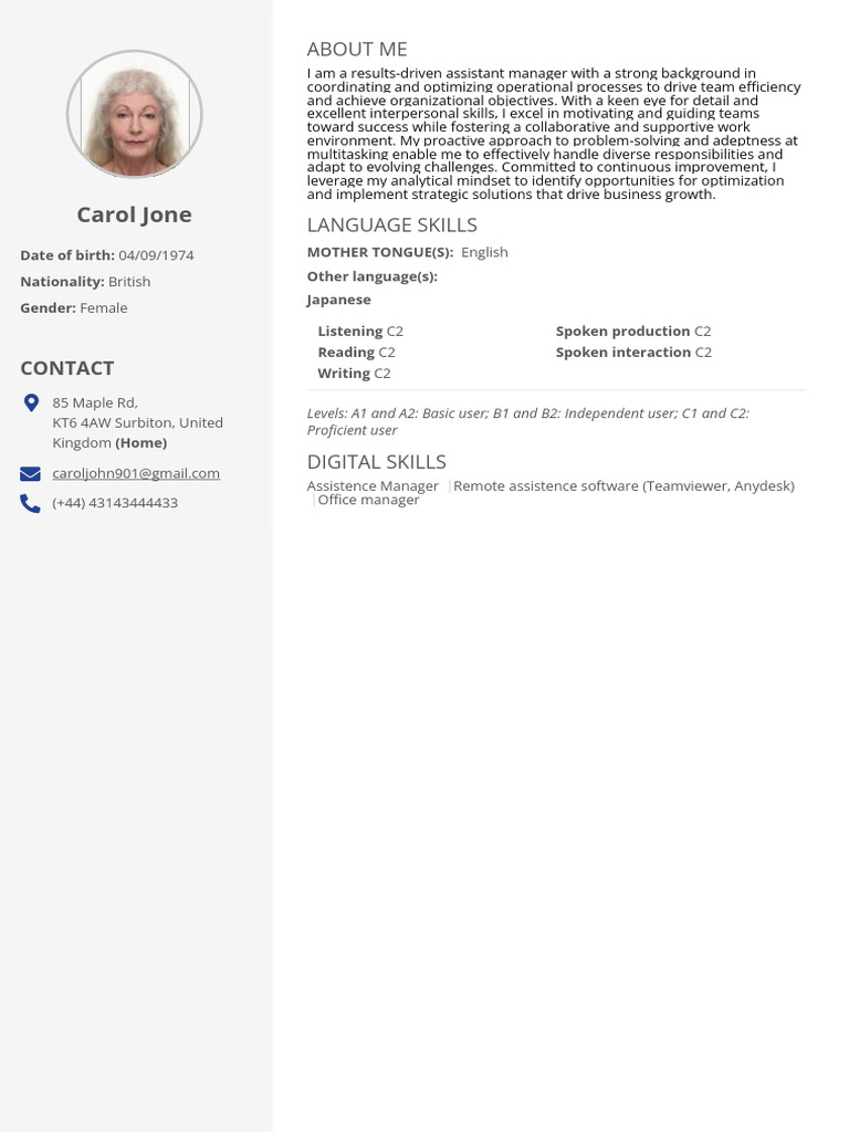 Carol Jone British CV PDF | PDF