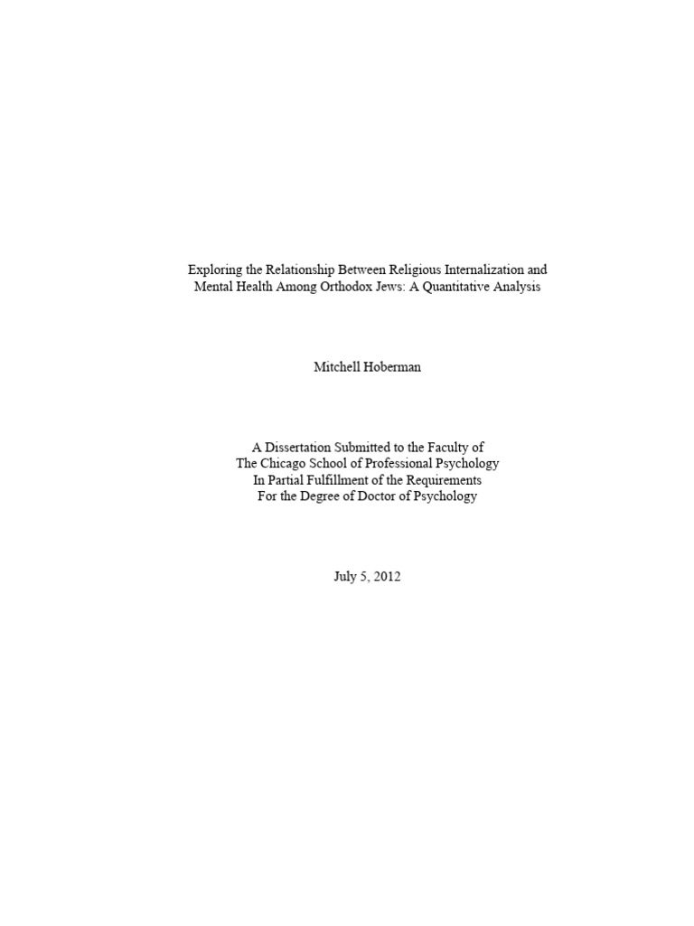 Exploring The Relationship Between Religious Internalization and Mental ...