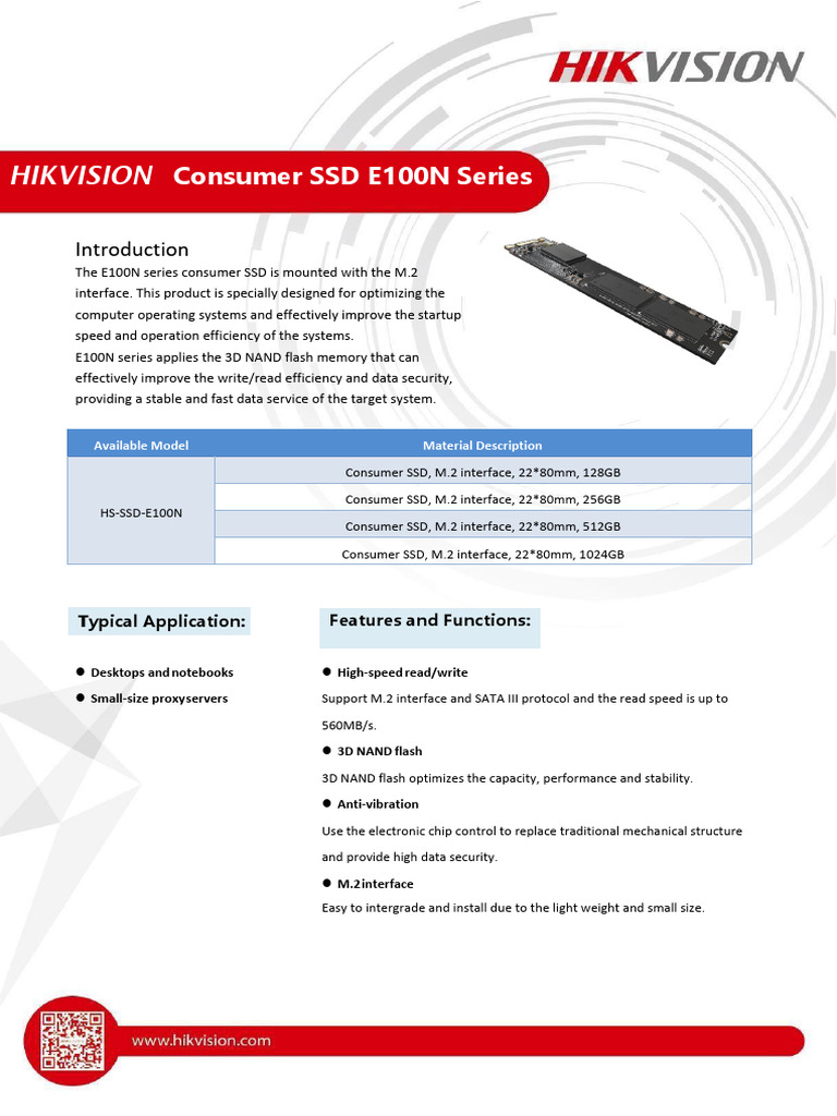 E100 E100N Consumer SSD | PDF