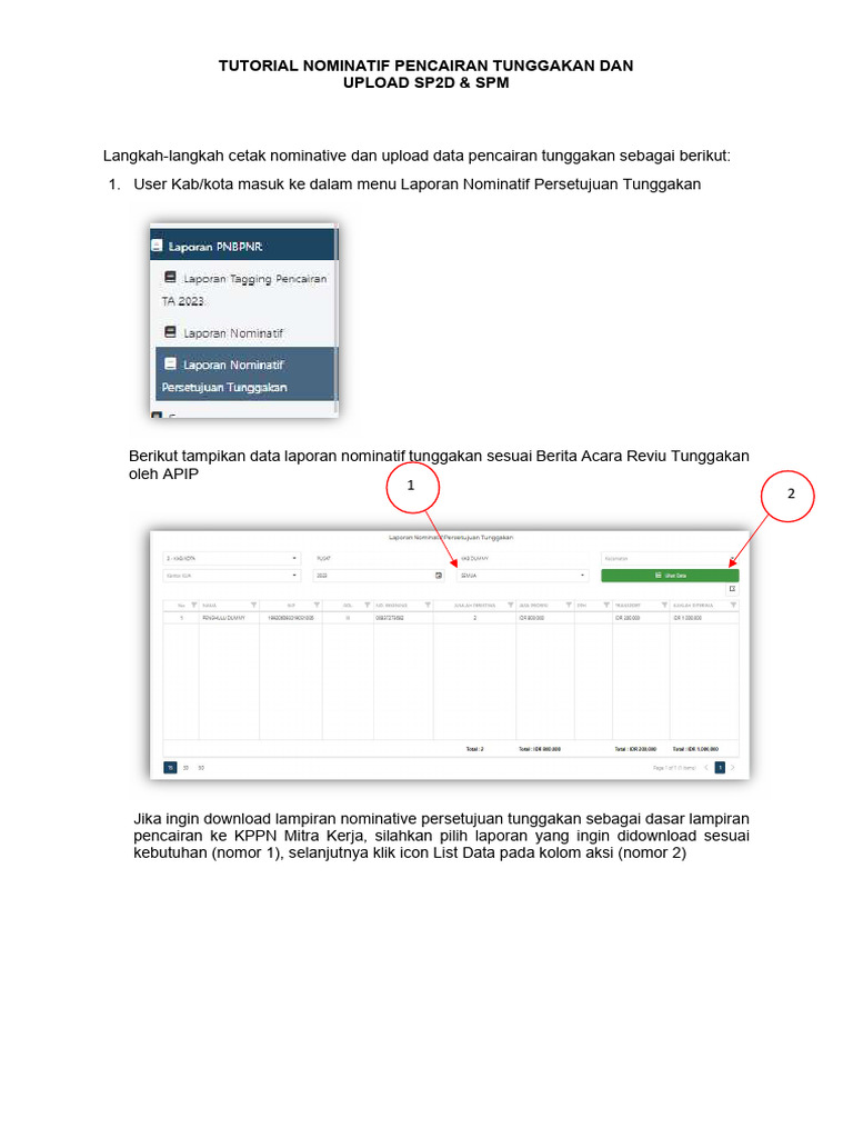 Tutorial Nominatif Tunggakan JPT | PDF