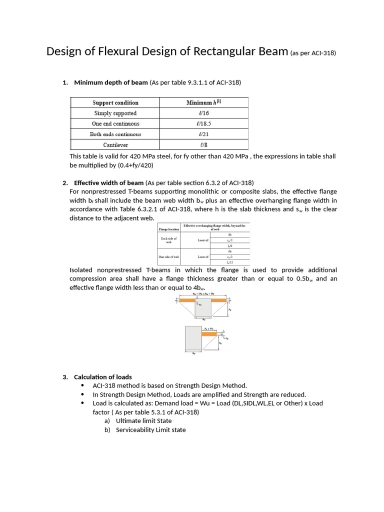 Design of Flexural Rectangular Beam (ACI) | PDF