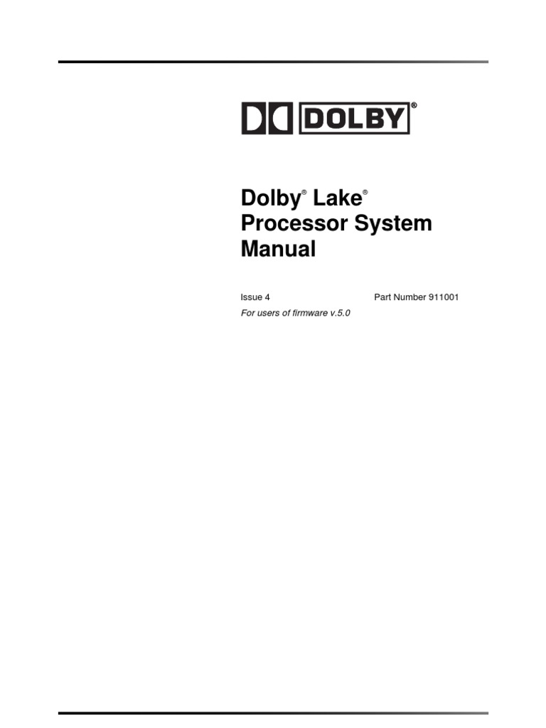 Dolby Lake Processor System Manual | PDF | Ac Power Plugs And Sockets | Input/Output