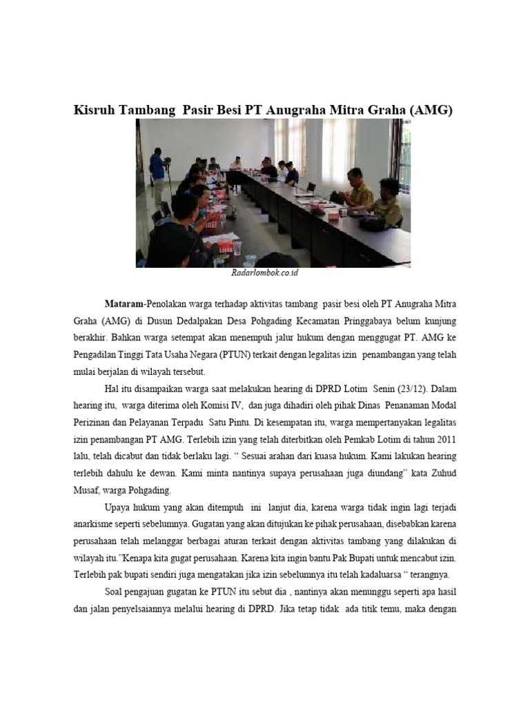 CB 10 Des. 2019 Kisruh Tambang Pasir Besi PT Anugraha Mitra Graha AMG | PDF