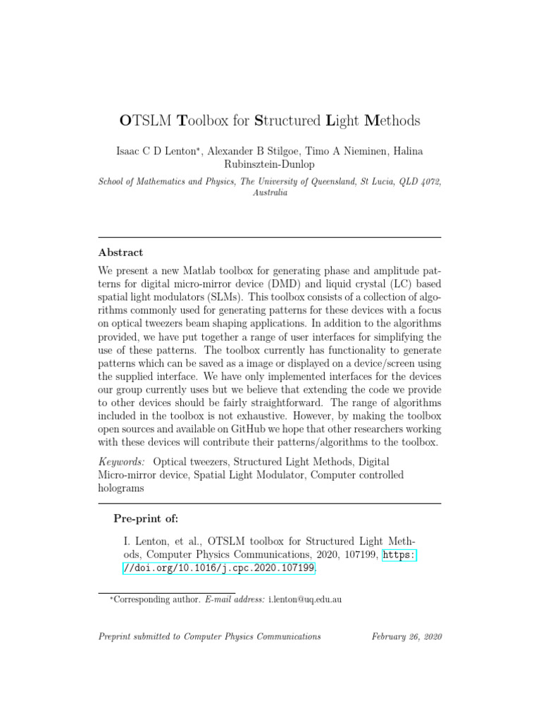OTSLM Toolbox For Structured Light Methods | PDF