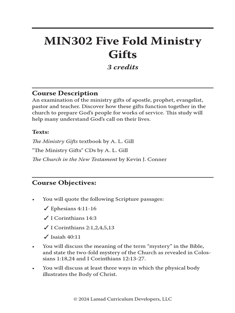 MIN210 Five Fold Ministry Gifts | PDF