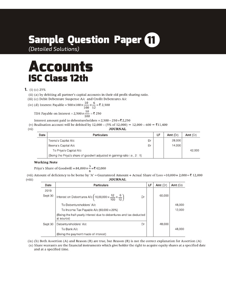 2023 ISC I Succeed Accounts 12th SQP 11 | PDF