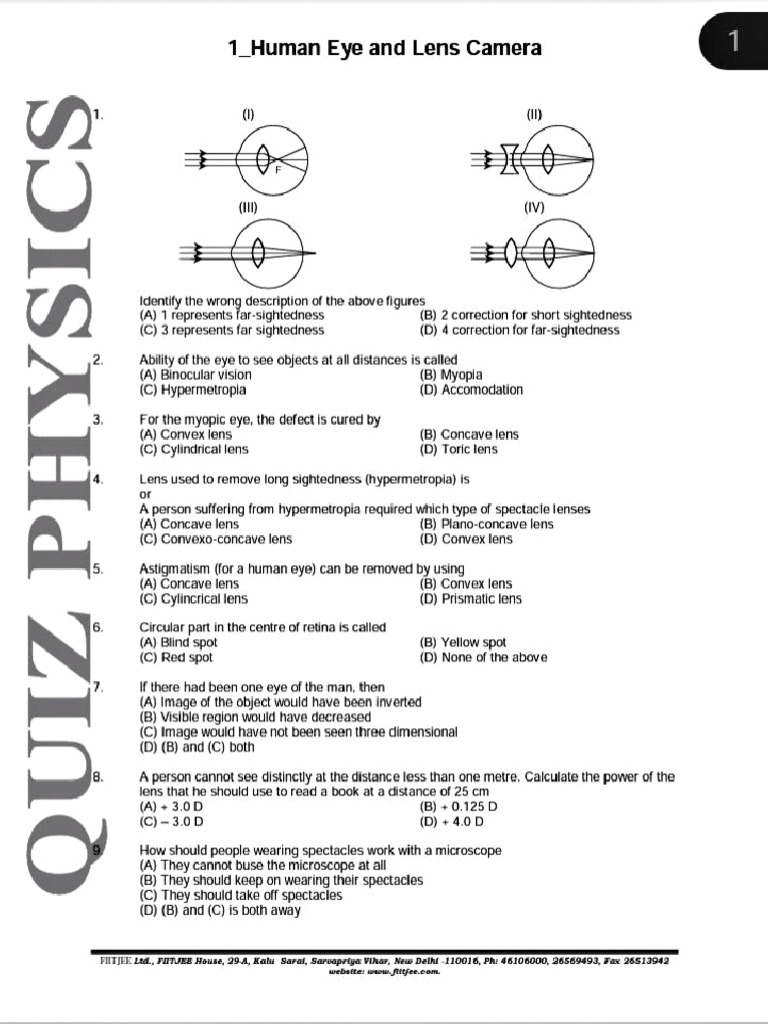 Human Eyes Quiz 2 | PDF