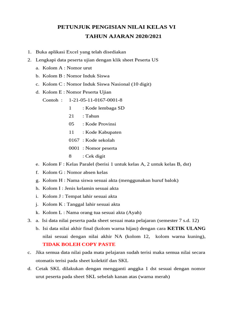 PETUNJUK PENGISIAN Final | PDF