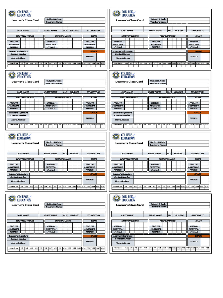 Class Card | PDF