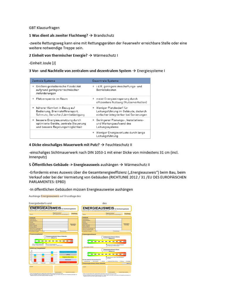 GBT Klausurfragen | PDF