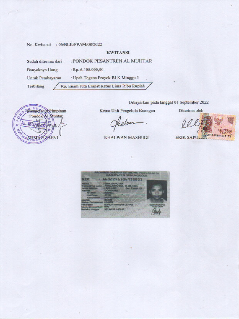 Contoh Kwitansi Upah Tukang | PDF