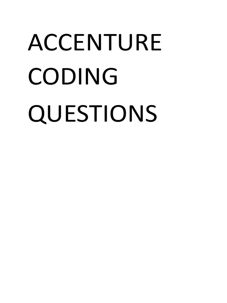 Accenture Coding Sample Questions For Reference | PDF