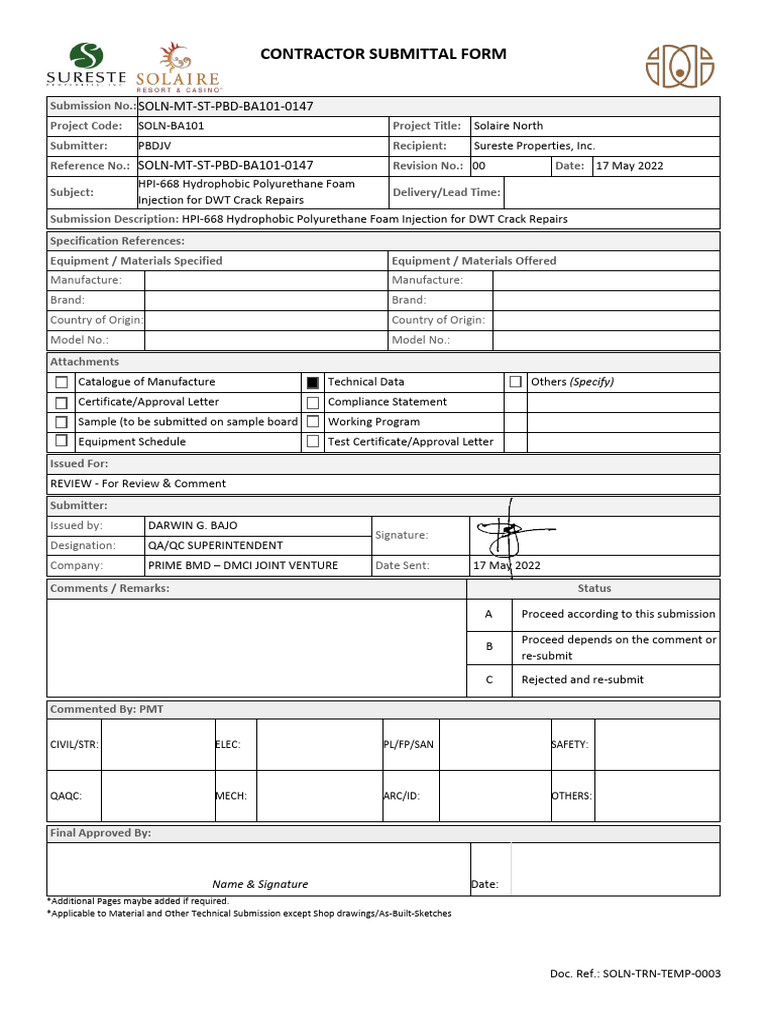 SOLN-MT-ST-PBD-BA101-0147 REV. 0 - HPI-668 Hydrophobic Polyurethane ...