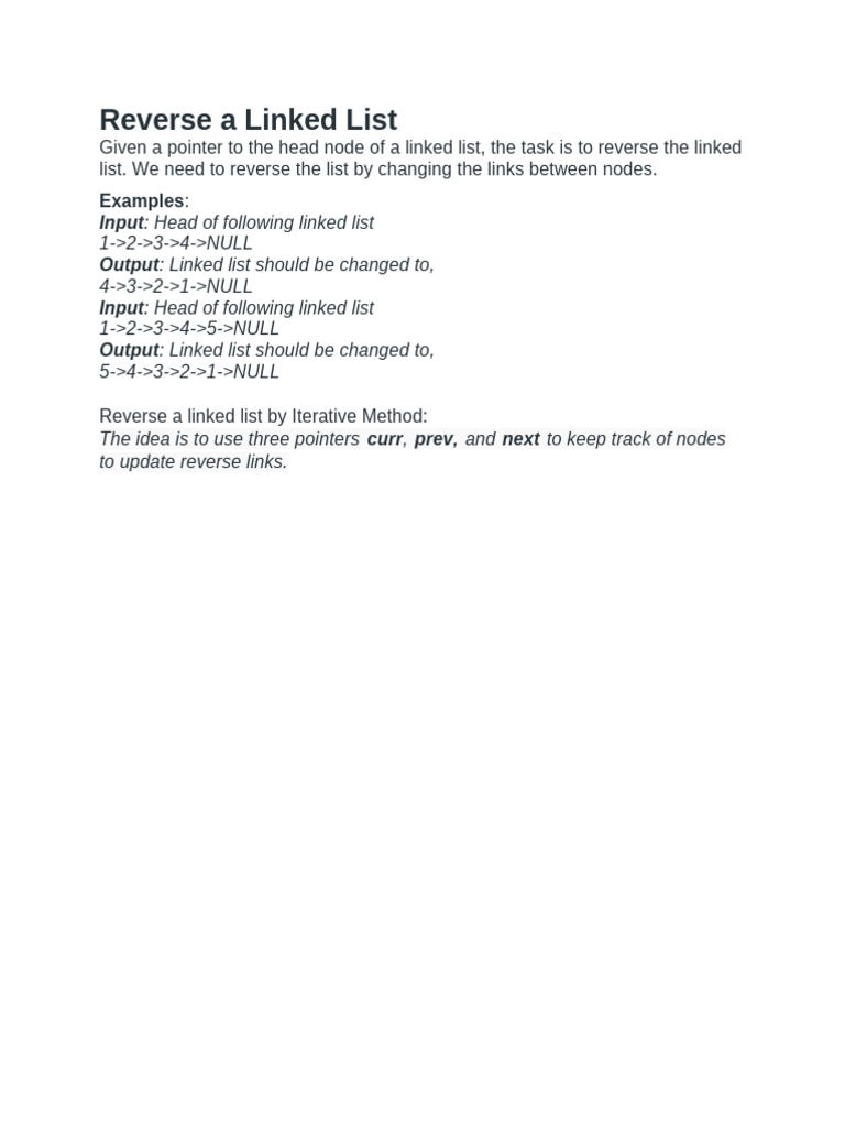 Reverse A Linked List | PDF