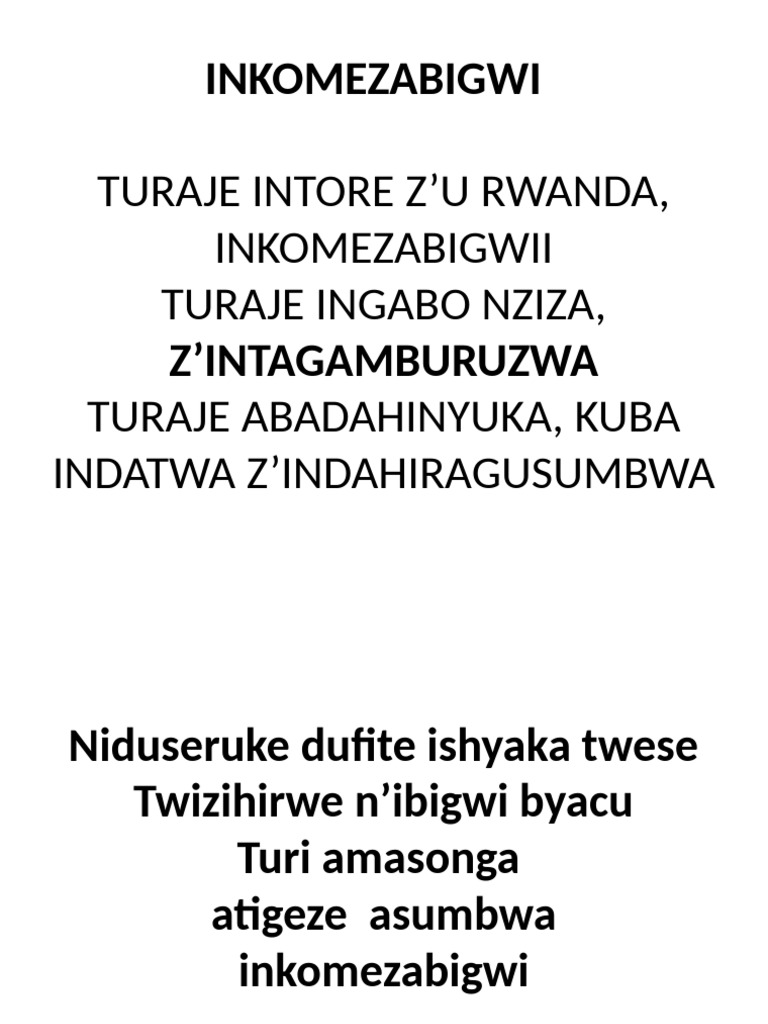 Intambwe Ingabo Nziza-Text | PDF