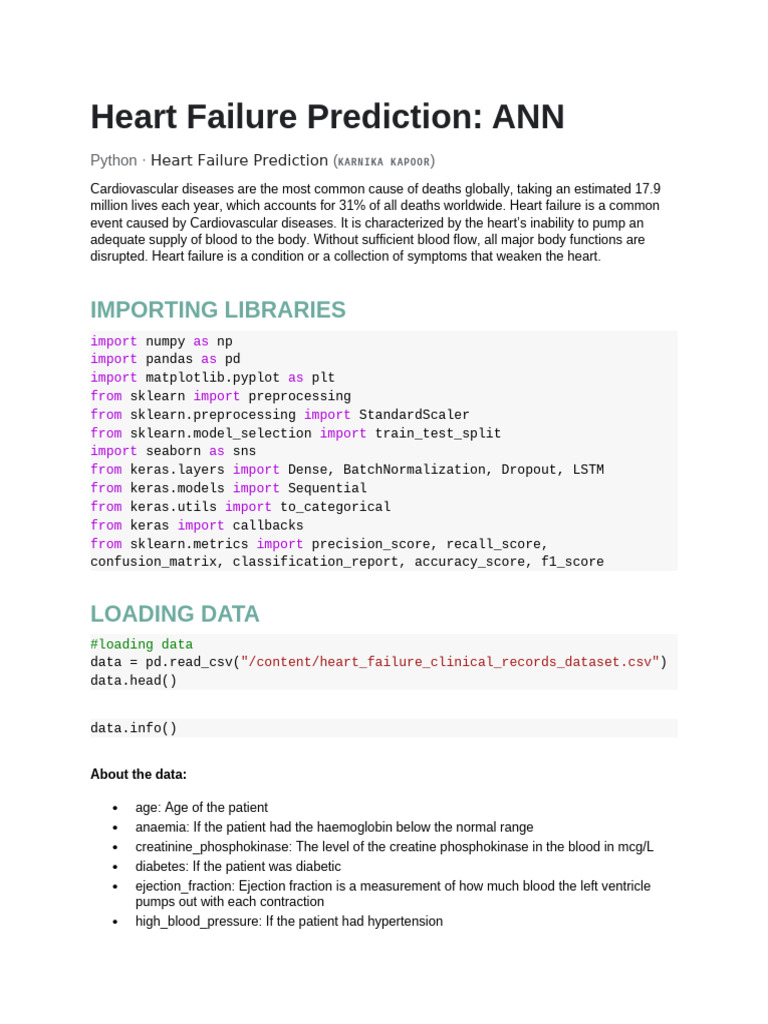 Heart Failure Prediction ANN | PDF