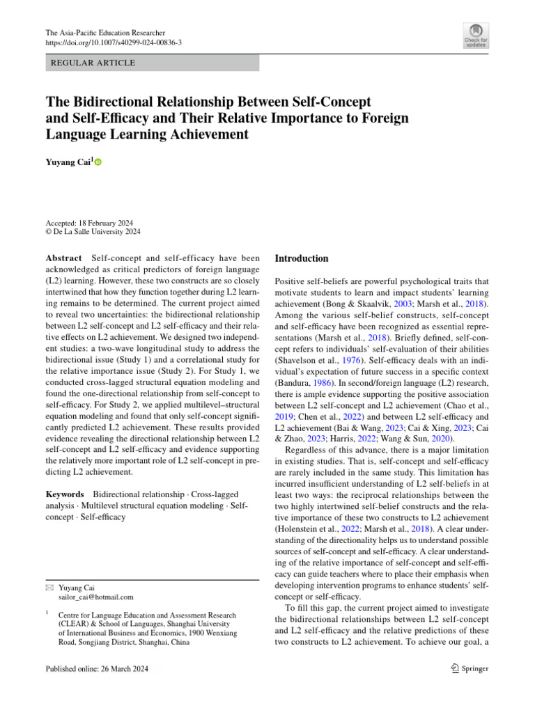The Bidirectional Relationship Between Self-Concept and Self-Efficacy ...